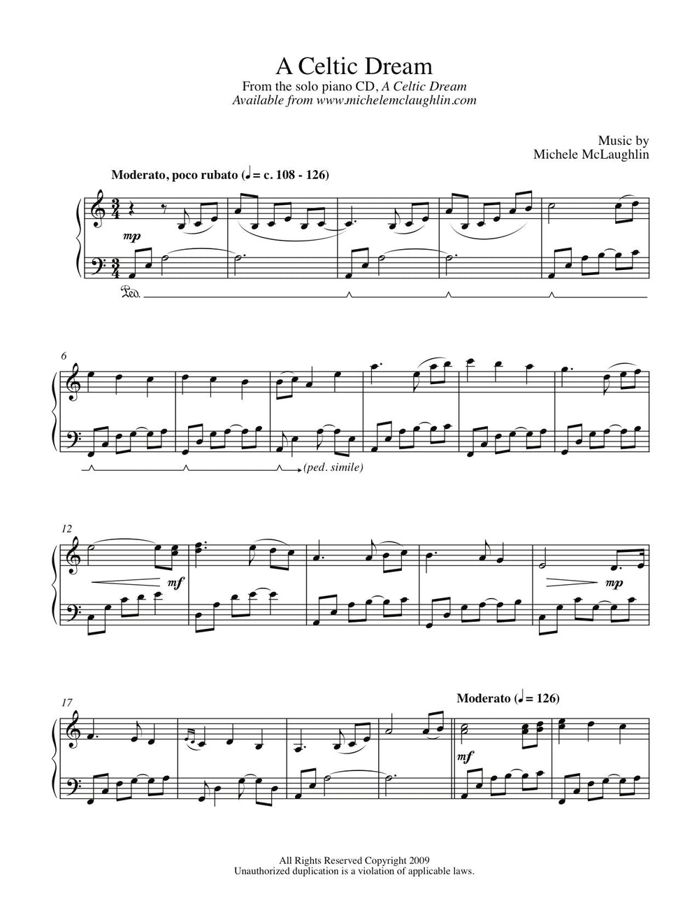 A Celtic Dream (PDF Sheet Music) – Michele McLaughlin Music