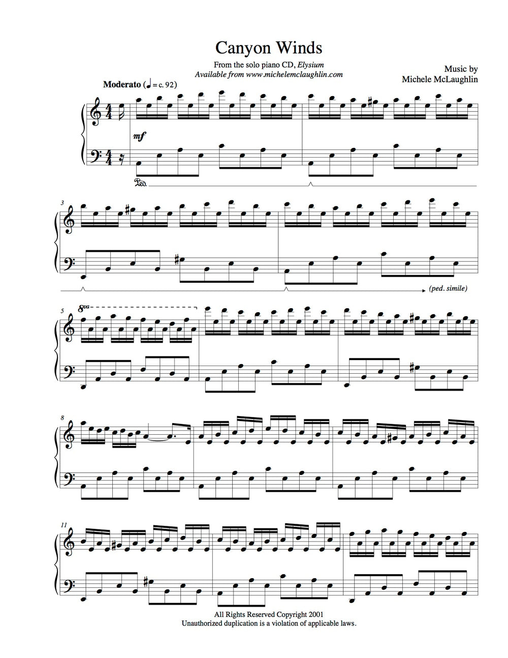 Canyon Winds (PDF Sheet Music) – Michele McLaughlin Music