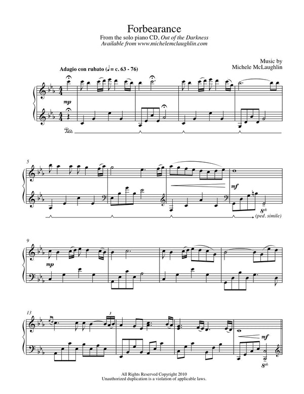 Forbearance (PDF Sheet Music) – Michele McLaughlin Music