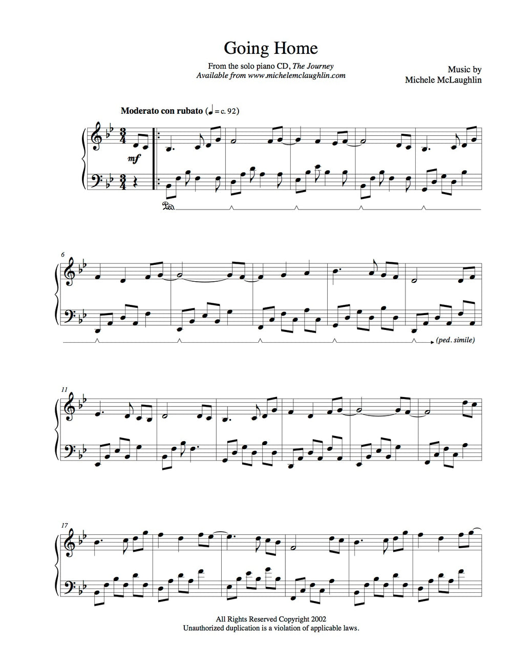 Going Home (PDF Sheet Music) – Michele McLaughlin Music