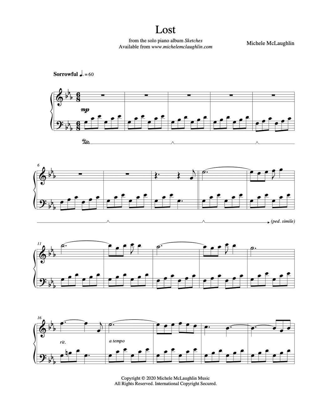 Lost (PDF Sheet Music) – Michele McLaughlin Music