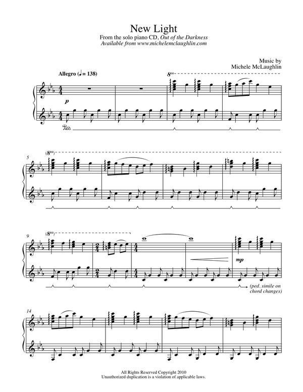 New Light (PDF Sheet Music) – Michele McLaughlin Music