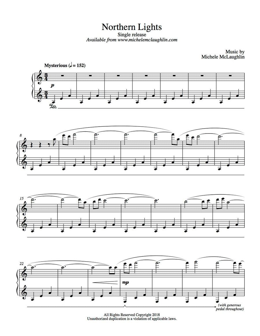 Northern Lights (PDF Sheet Music) – Michele McLaughlin Music
