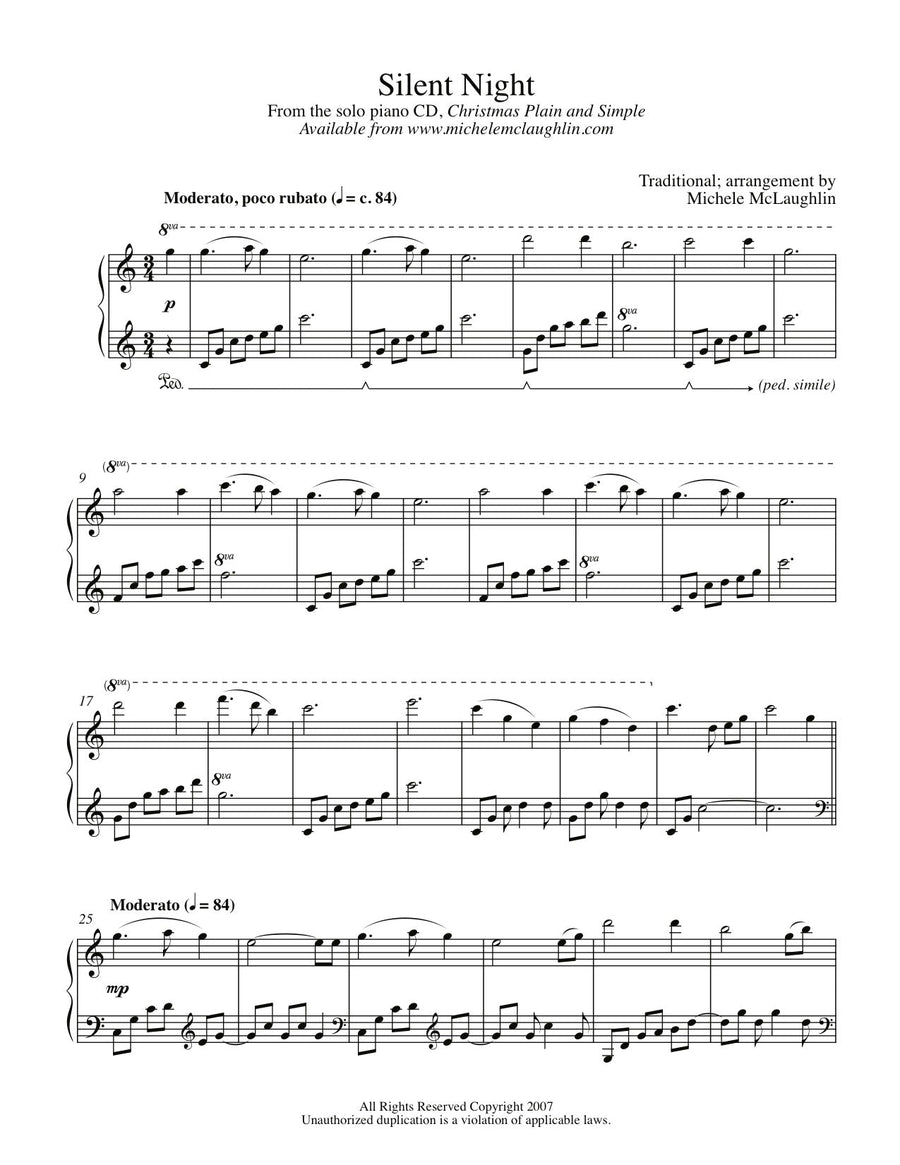 Silent Night (PDF Sheet Music) – Michele McLaughlin Music