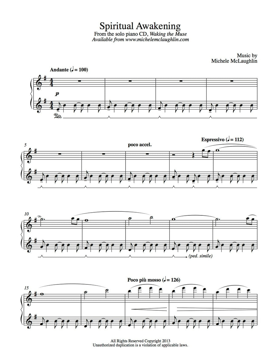 Spiritual Awakening (PDF Sheet Music) – Michele McLaughlin Music