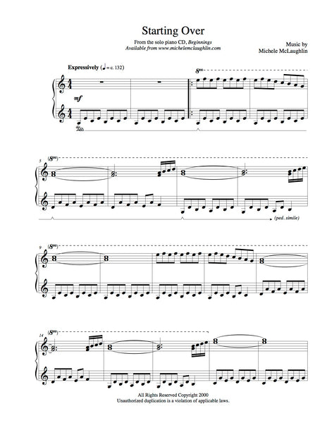 Starting Over (PDF Sheet Music) – Michele McLaughlin Music