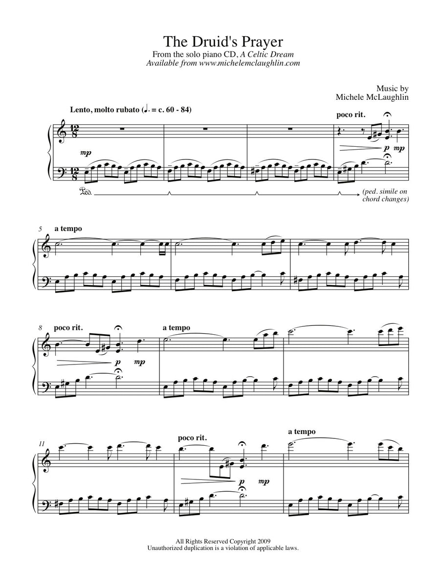 The Druids Prayer (PDF Sheet Music) – Michele McLaughlin Music