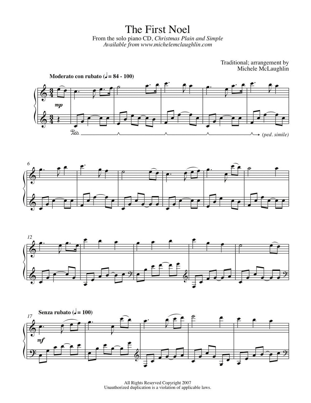 The First Noel (PDF Sheet Music) – Michele McLaughlin Music
