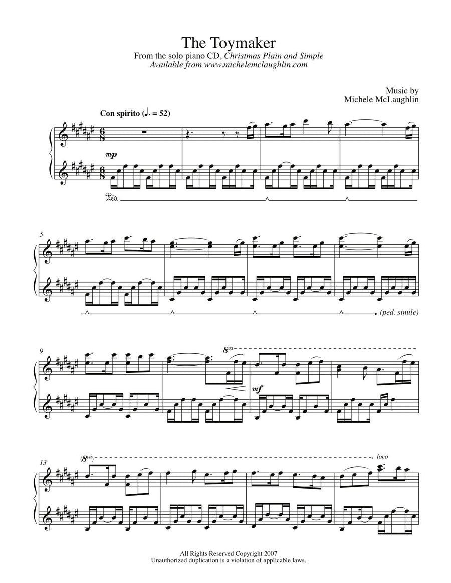 The Toymaker (PDF Sheet Music) – Michele McLaughlin Music
